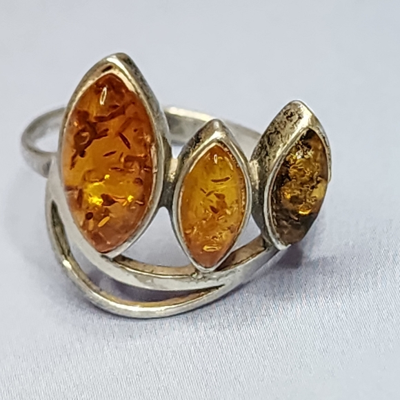 Vintage | Jewelry | Vintage Multicolored Amber And Sterling Ring | Poshmark